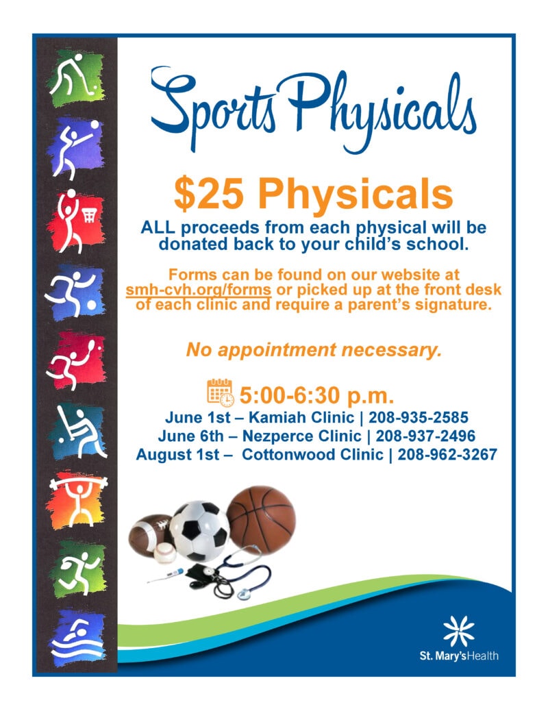 $25 Sports Physicals – Kamiah Clinic – St. Mary's Health & Clearwater ...